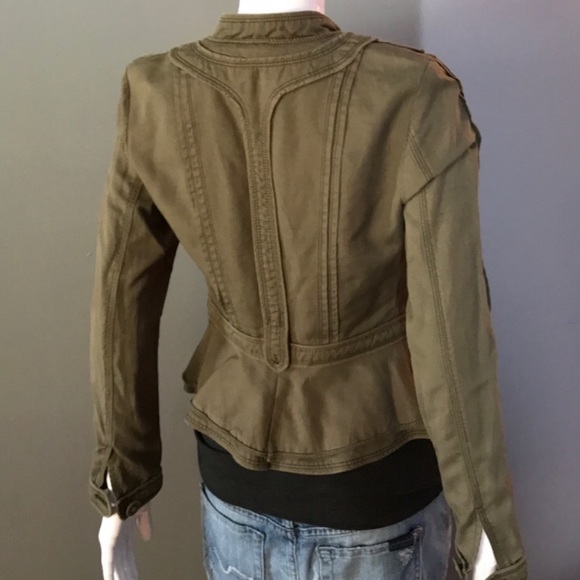 elevenses | Jackets & Coats | Caroline Forbes Army Green Peplum Jacket ...